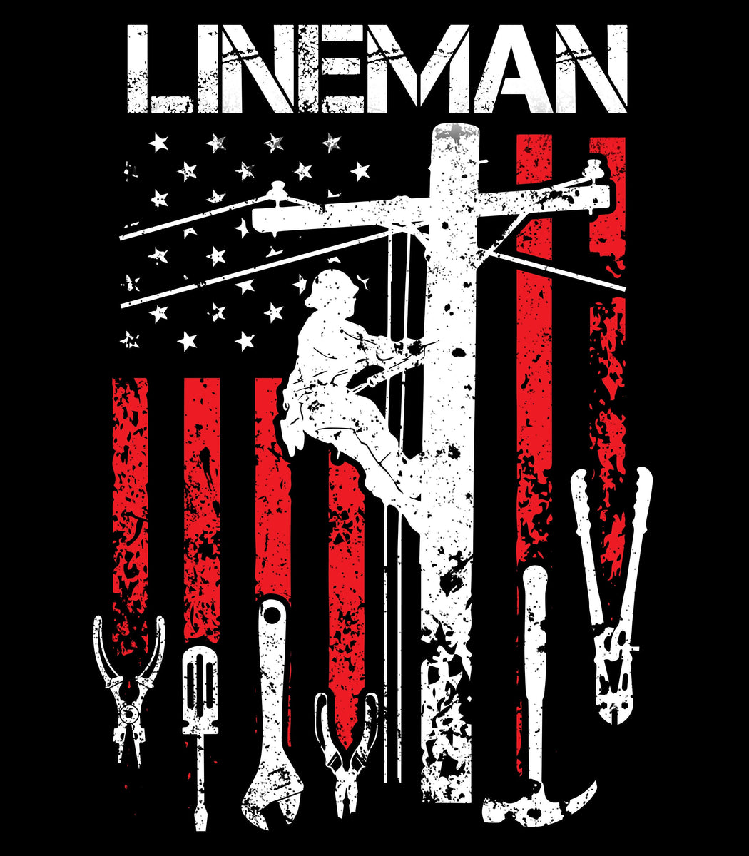Lineman Patriotic American Flag T-Shirt | Lineman Tools | Lineman T-Sh ...